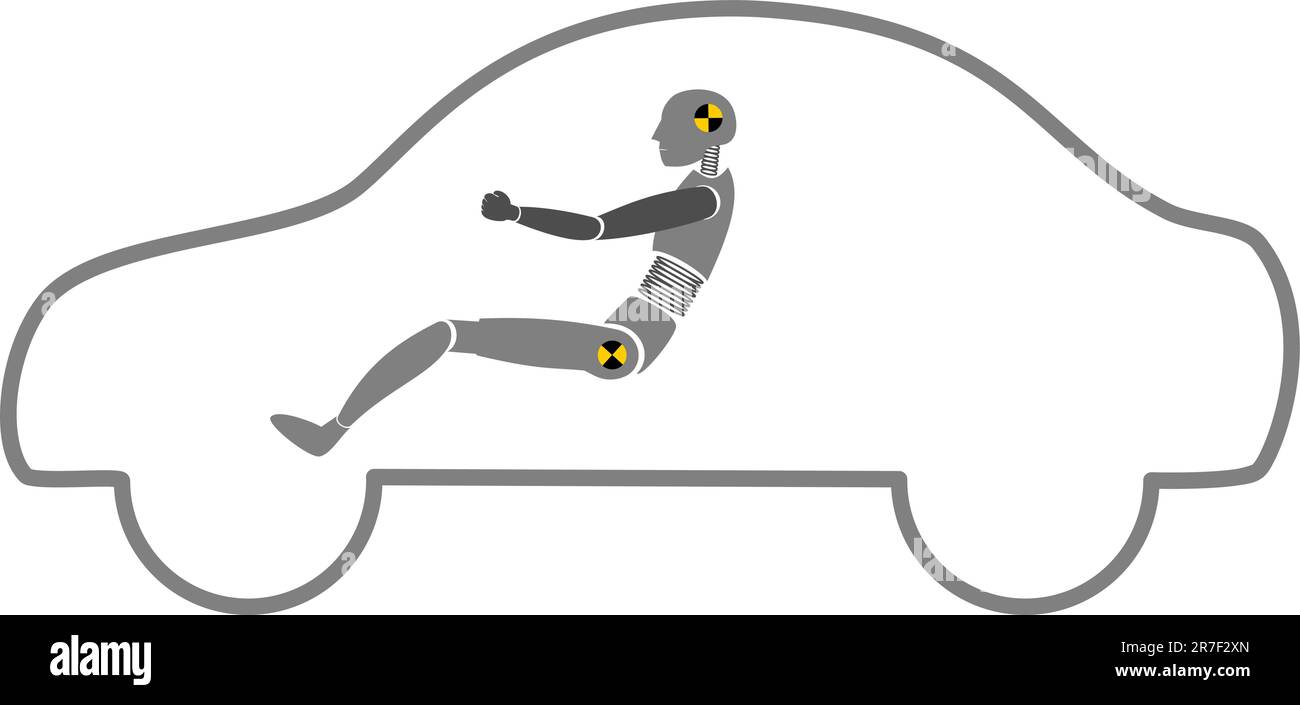 crash test dummy in car outline vector on white background Stock Vector ...