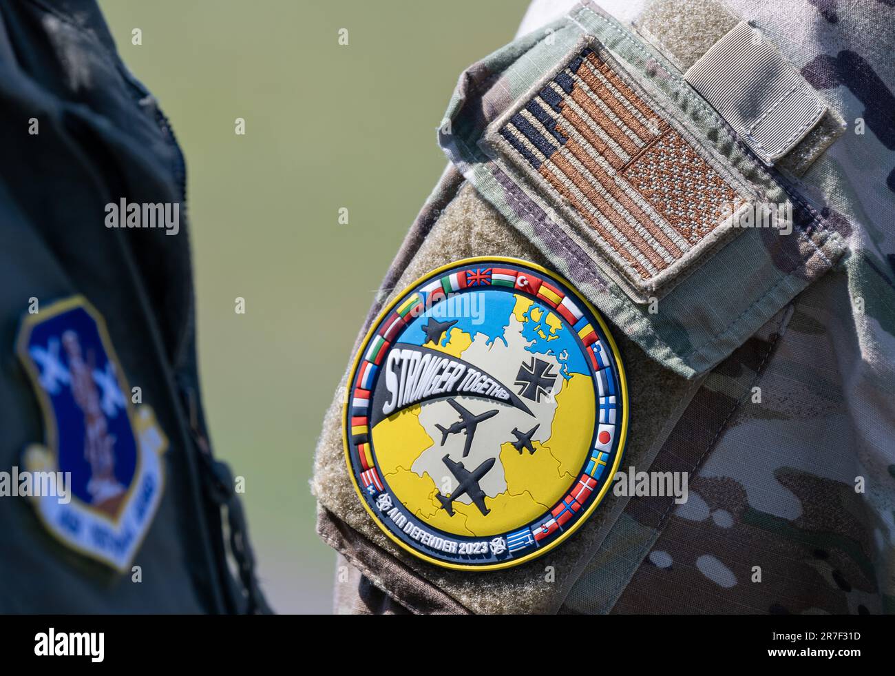 Graben, Germany. 15th June, 2023. A U.S. soldier wears a patch with the ...