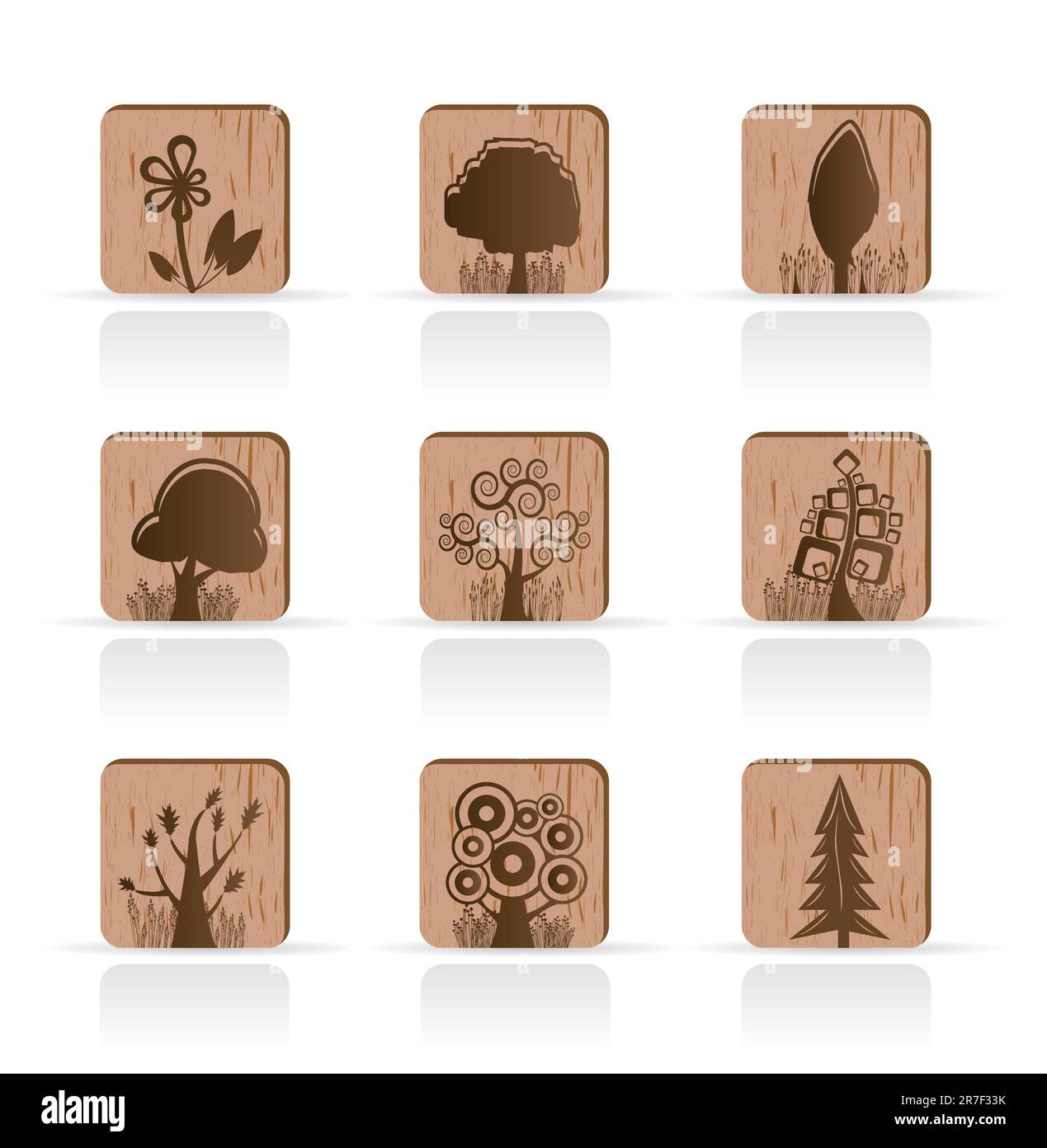 Wooden Tree Collection icons - Vector Icon Set Stock Vector Image & Art ...