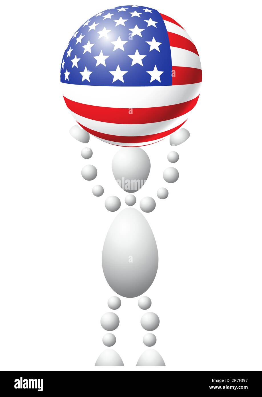 Man with ball as US flag. Abstract 3d-human series from balls. Variant ...
