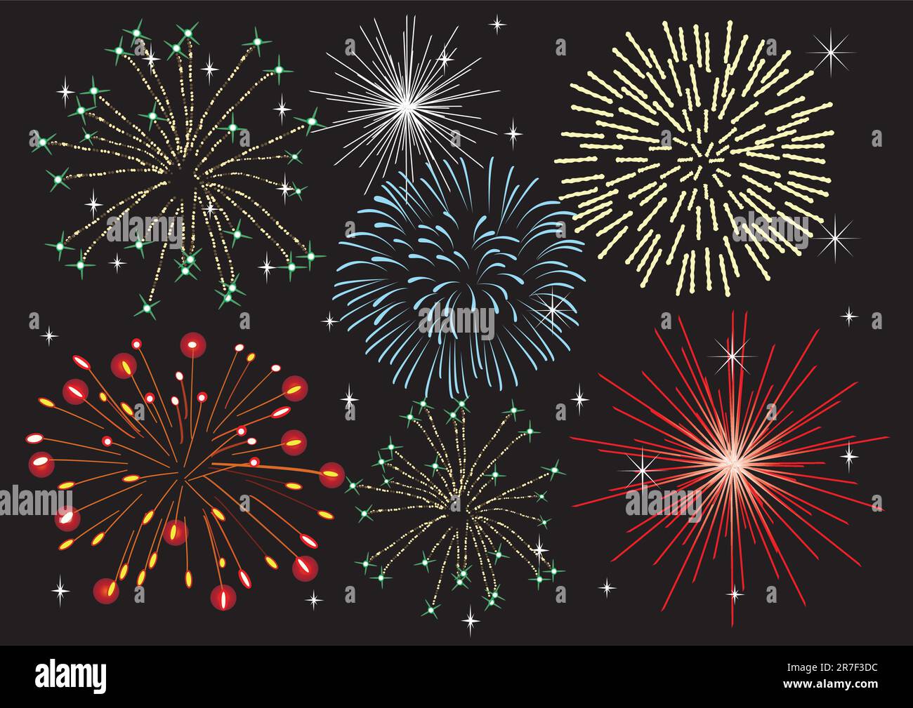 vector illustration of fireworks in the dark sky Stock Vector Image ...