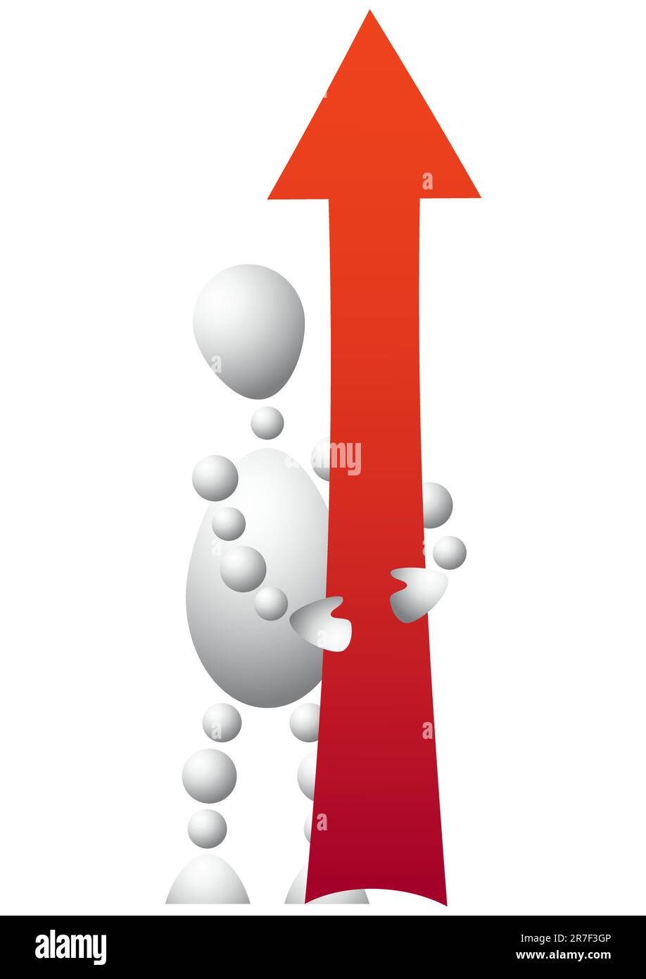 Man With Red Up Arrow Abstract 3d Human Series From Balls Variant Of