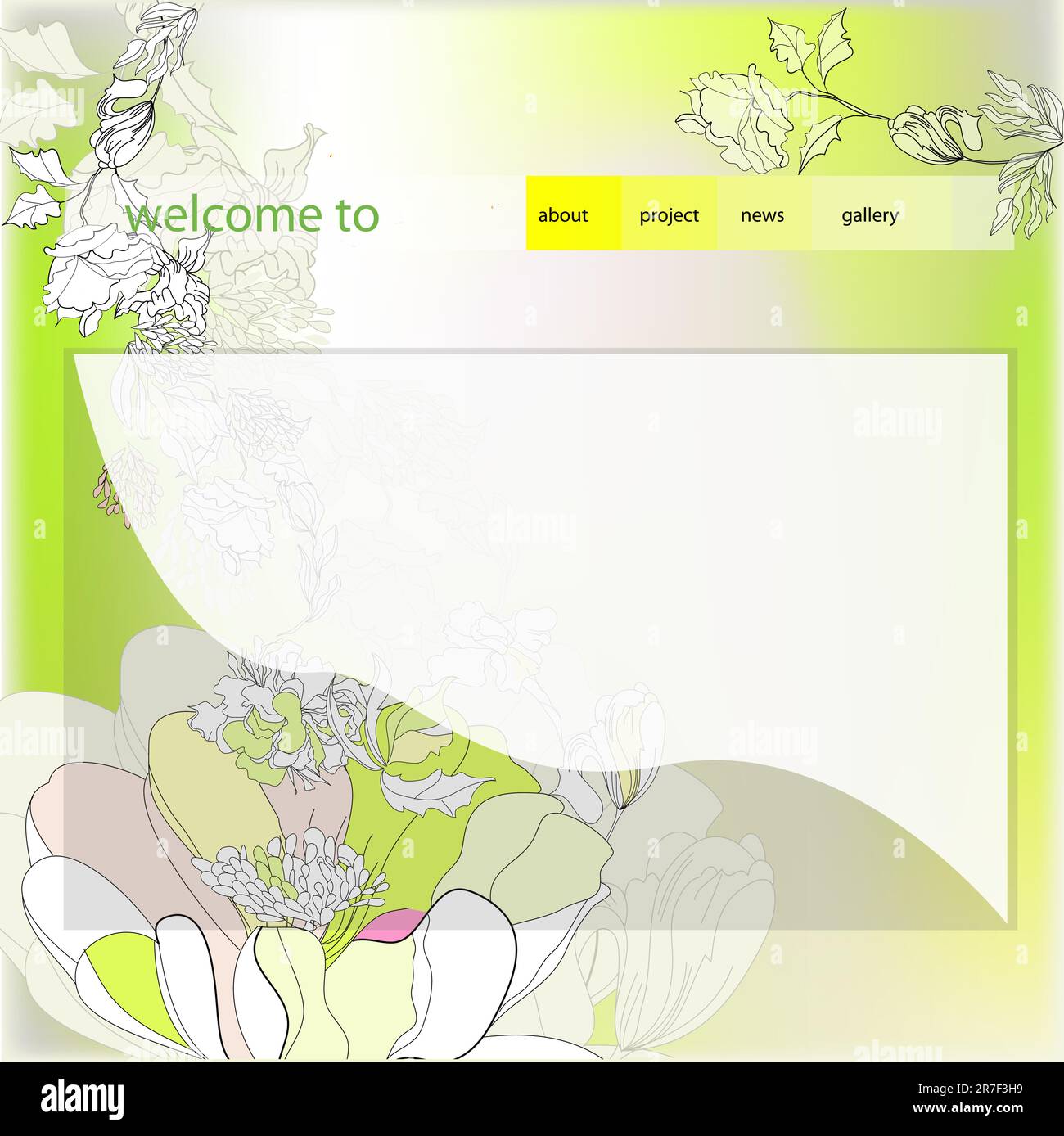 Website design template with decorative flowers Stock Vector Image ...