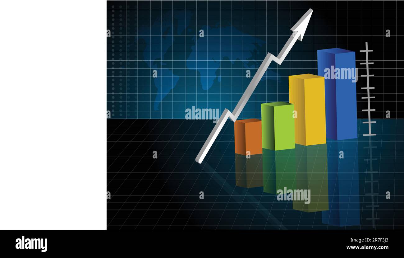 Business Graph in dark background with map. Vector file available Stock ...