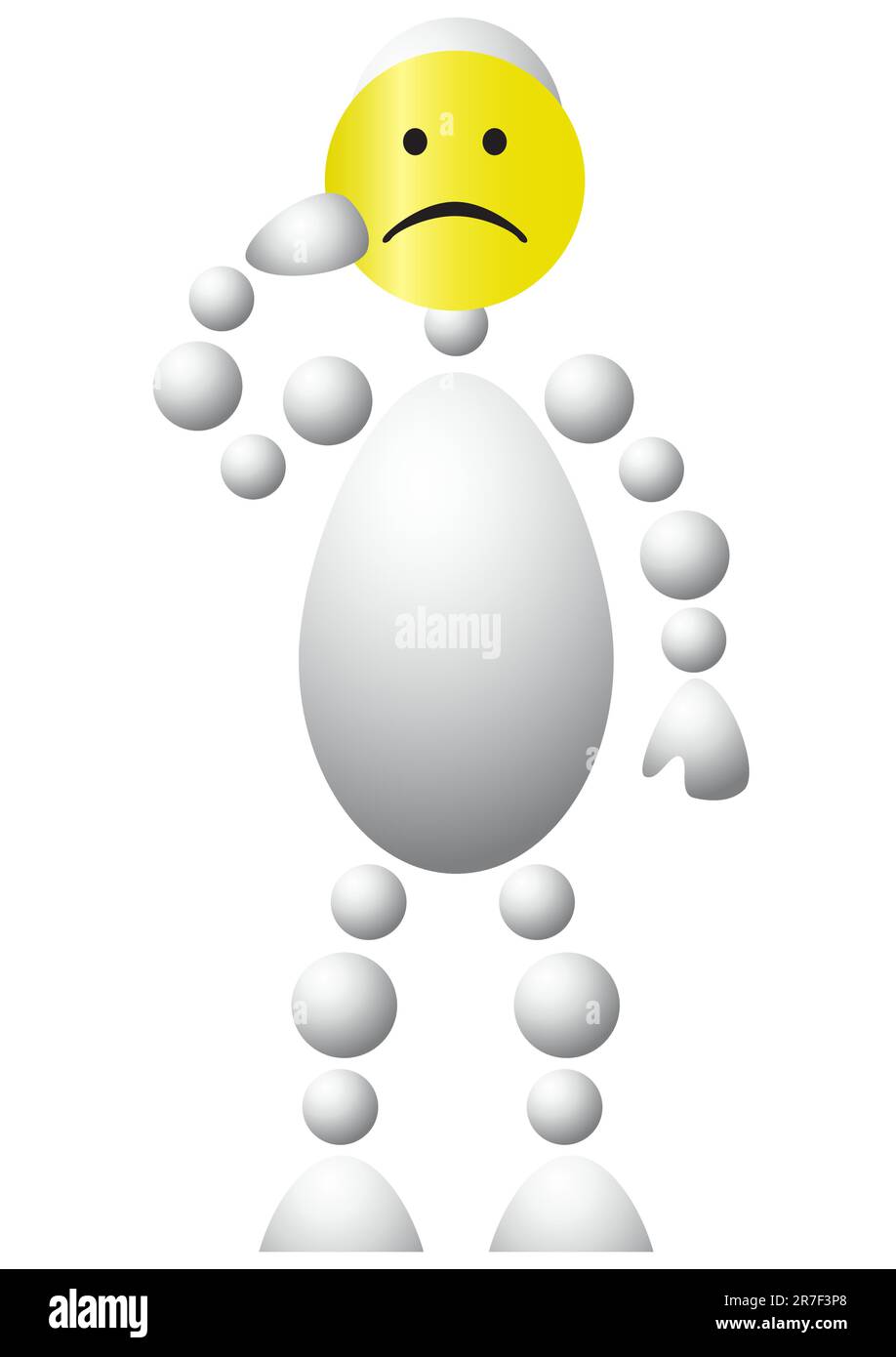 Man with yellow sad smile-mask. Abstract 3d-human series from balls ...