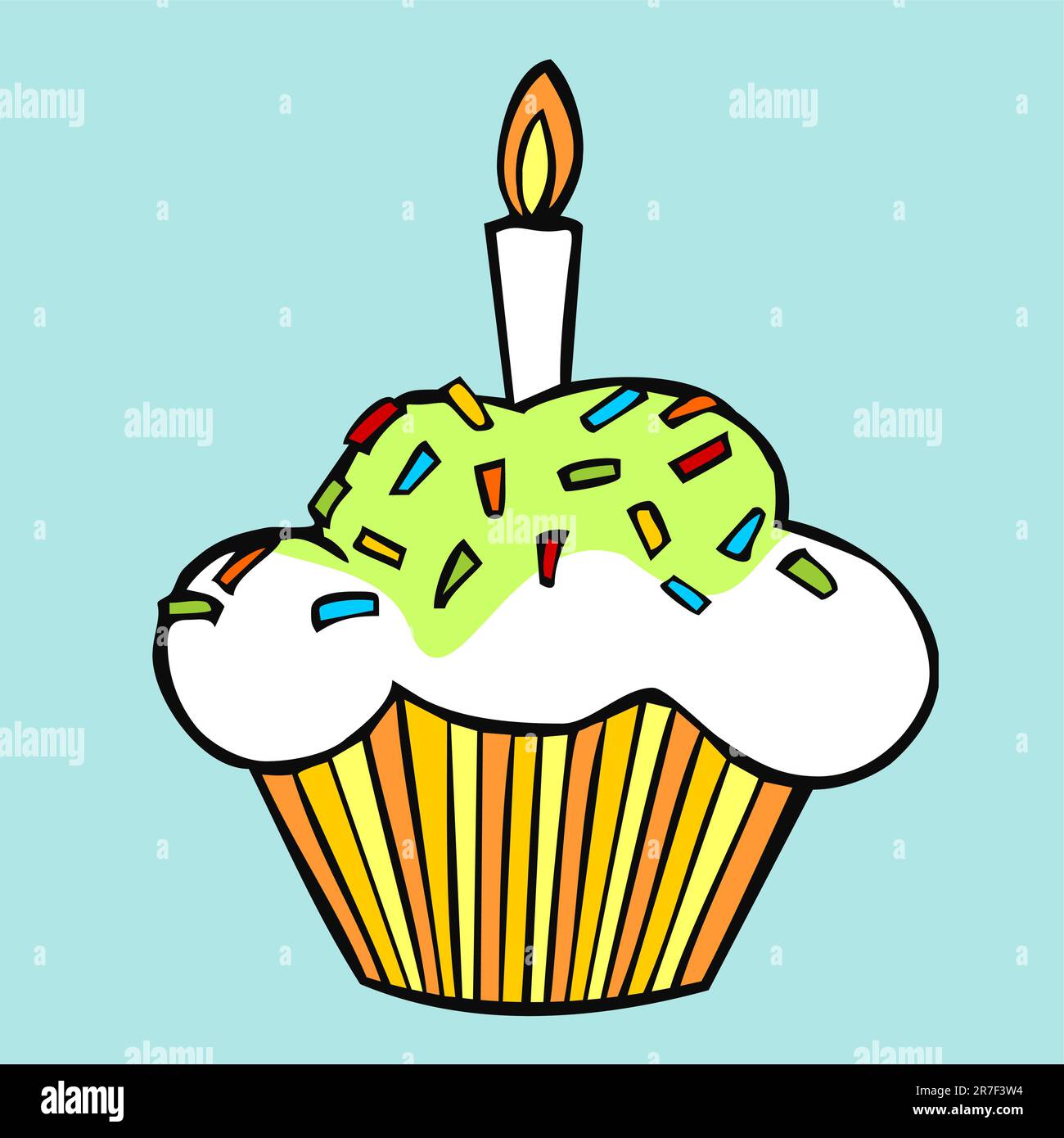 Colorful celebration muffin on light blue background Stock Vector Image ...