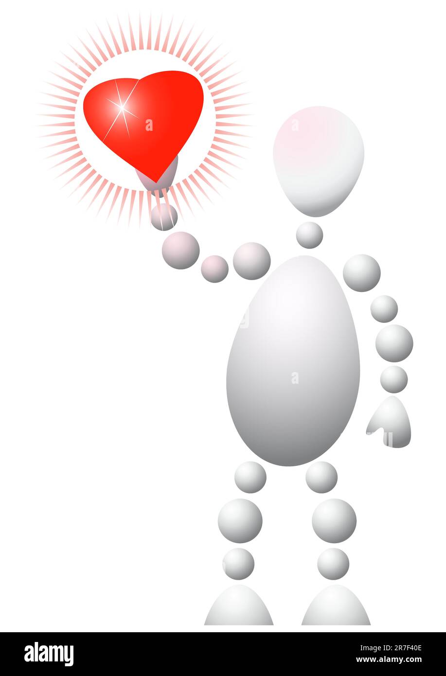 Man present red heart. Abstract 3d-human series from balls. Variant of ...
