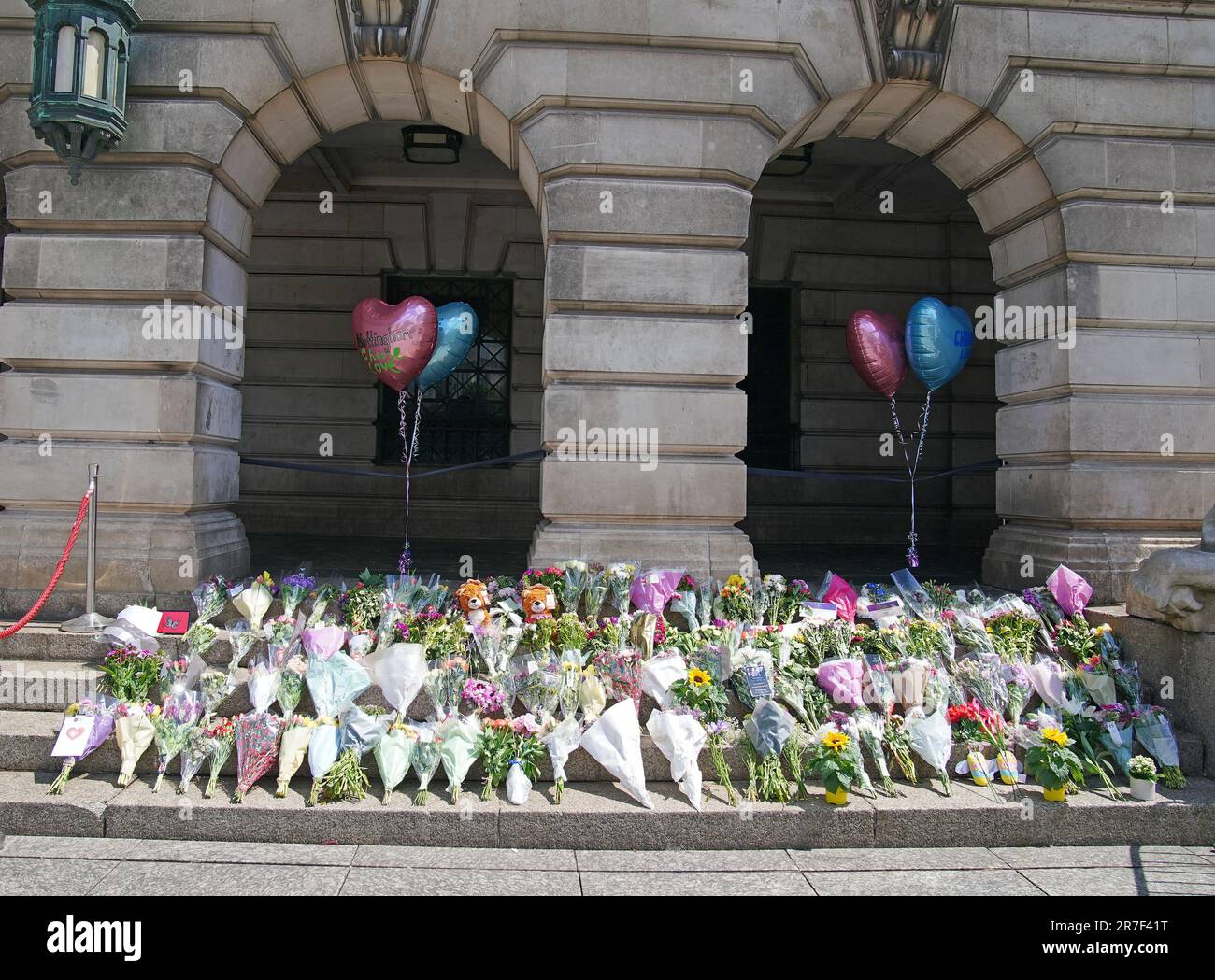 Flowers on the steps of Nottingham Council House after three people ...