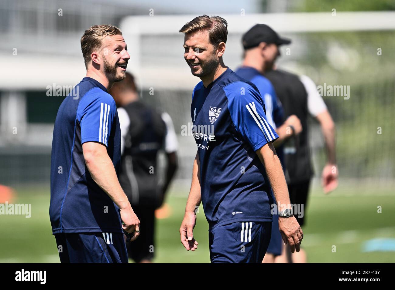 Eupen, Belgium. 15th June, 2023. Eupen's assistant coach Vincent ...