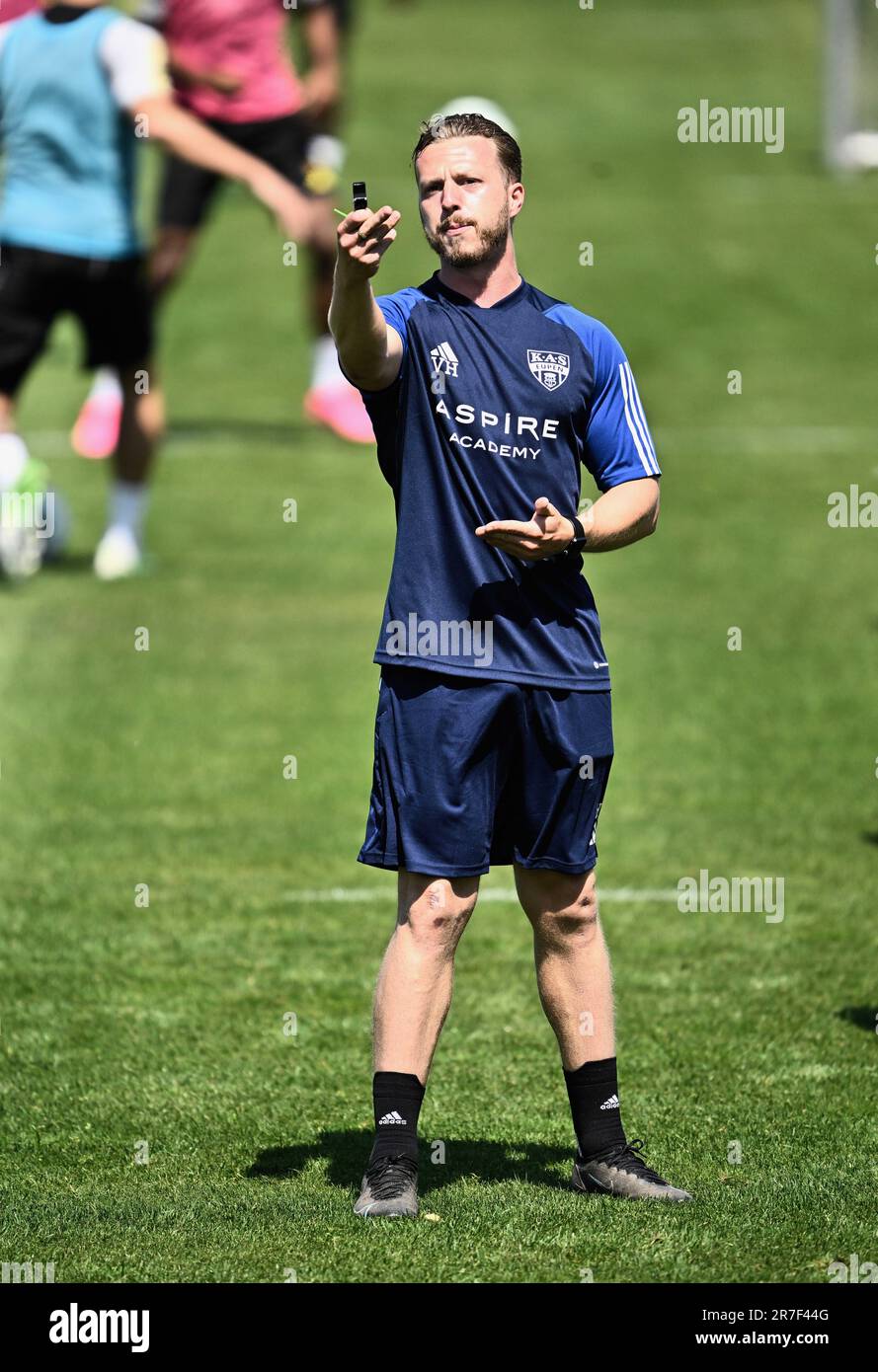 Eupen, Belgium. 15th June, 2023. Eupen's assistant coach Vincent ...