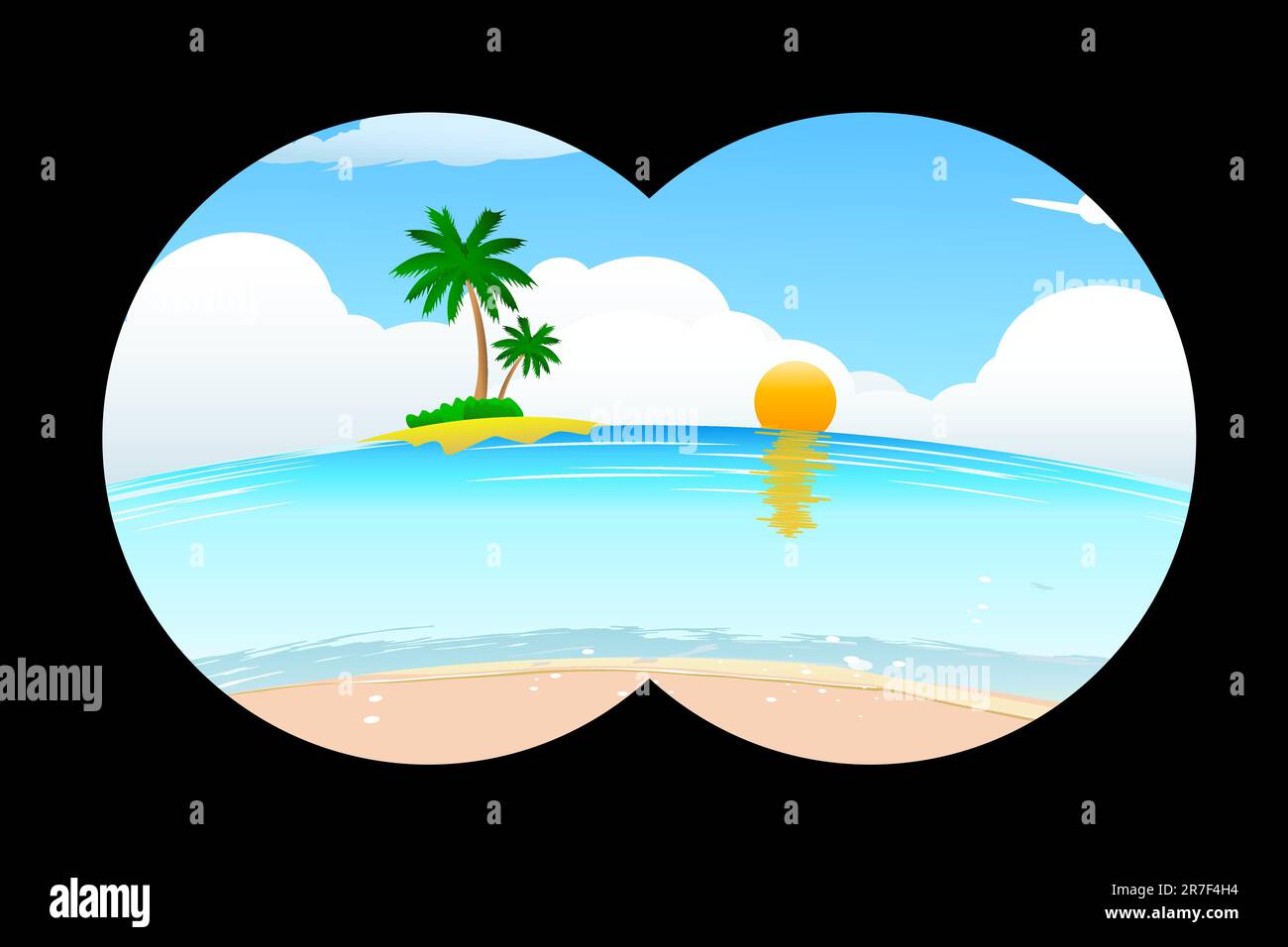 illustration of sea beach in binocular view Stock Vector Image & Art ...