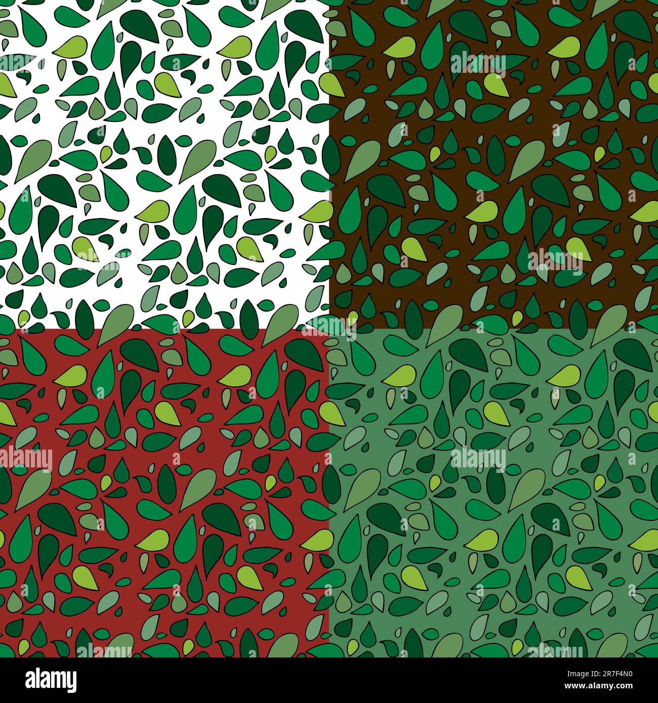 Set of four seamless leafy backgrounds for stationery or wrapping paper ...