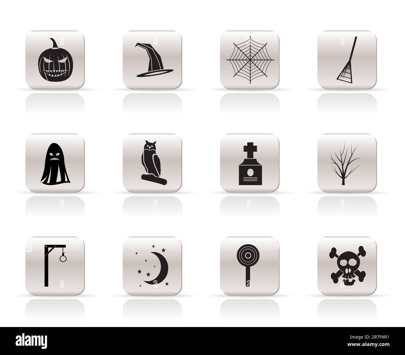 Simple halloween icon pack with bat, pumpkin, witch, ghost, hat ...