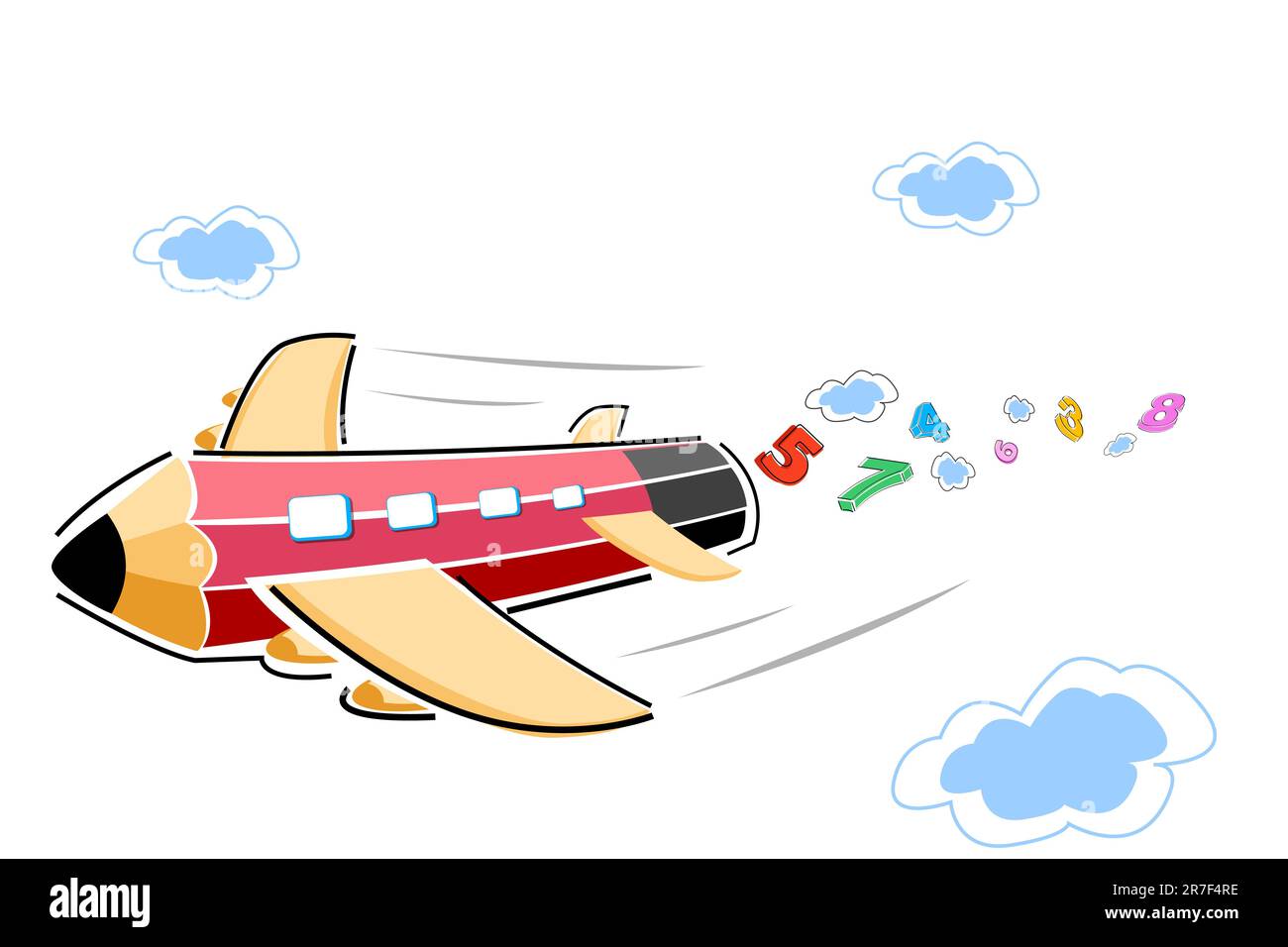 illustration of pencil plane with numbers on white background Stock ...
