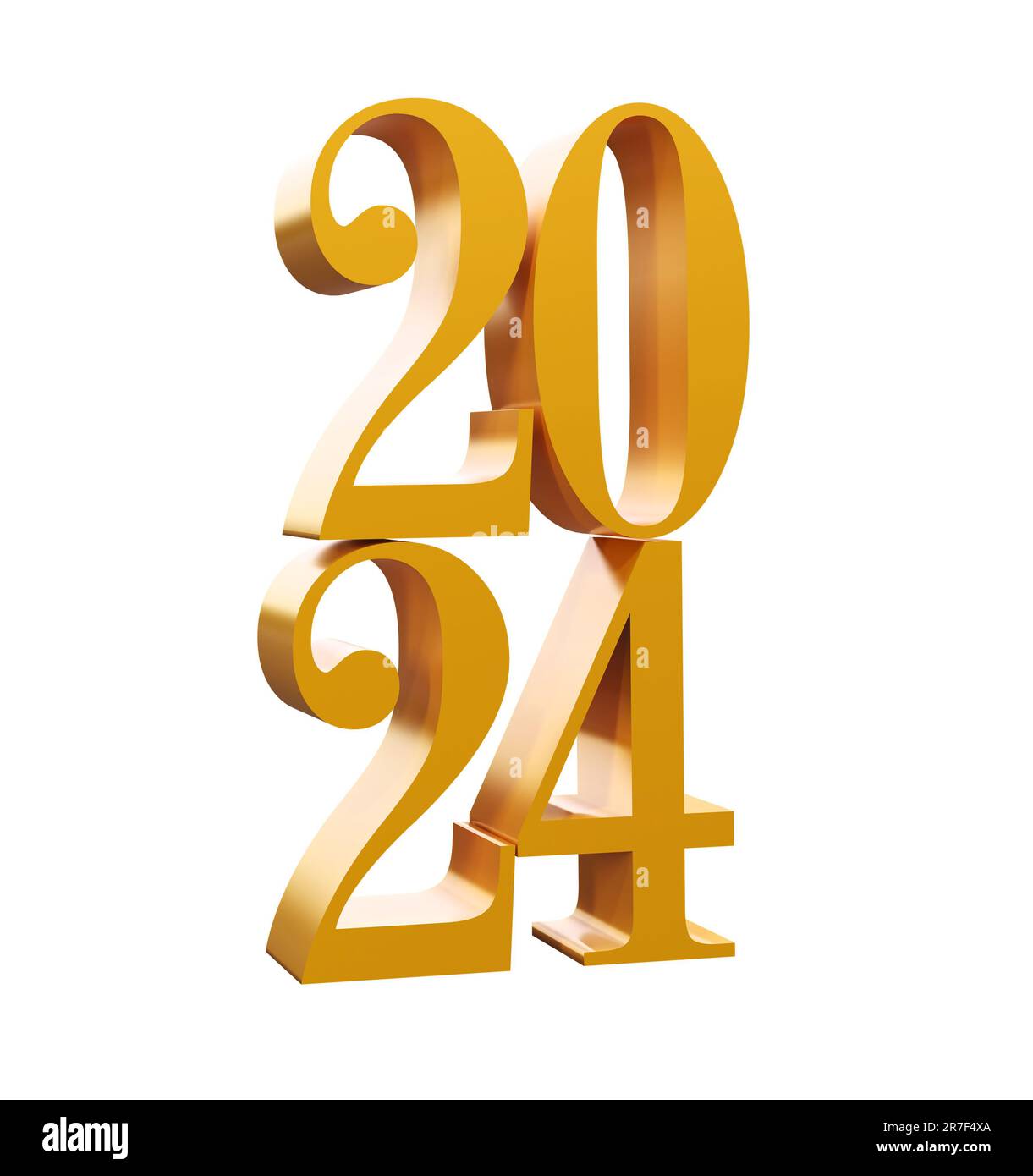 Happy New Year 2024 with shiny 3D golden numbers with clipping path ...