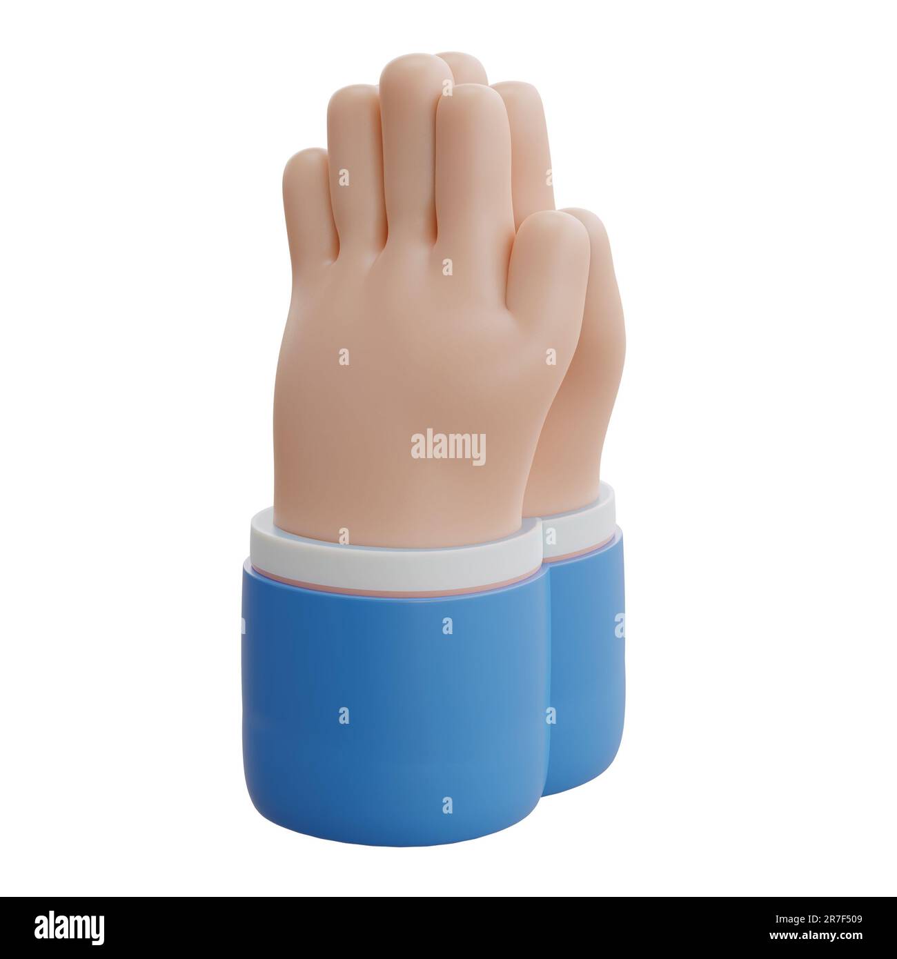 3d illustration Christian icon. Cartoon character hands prayer gesture ...