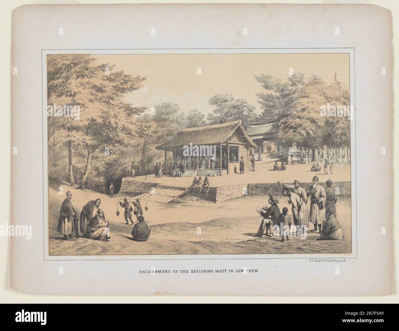 Encampment of the Exploring Party in Lew Chew 1856 Stock Photo - Alamy