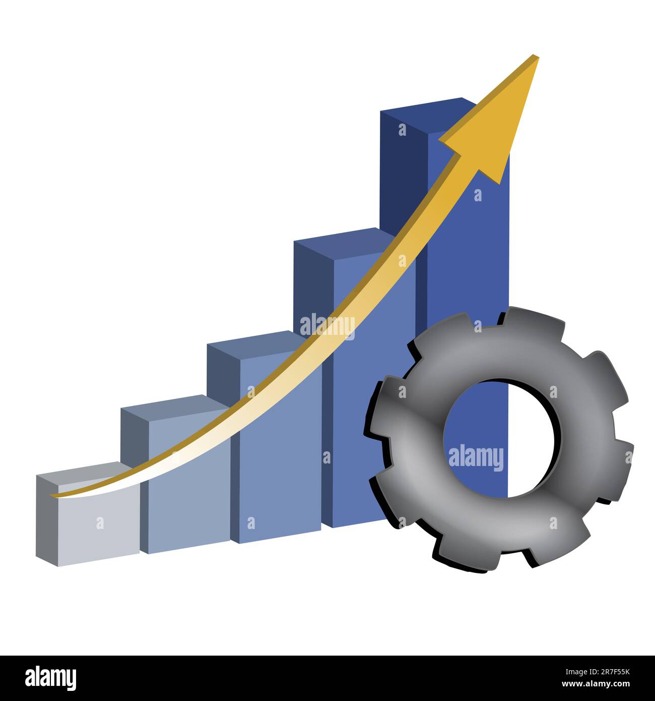 Detail illustration of a business graph isolated over a white ...