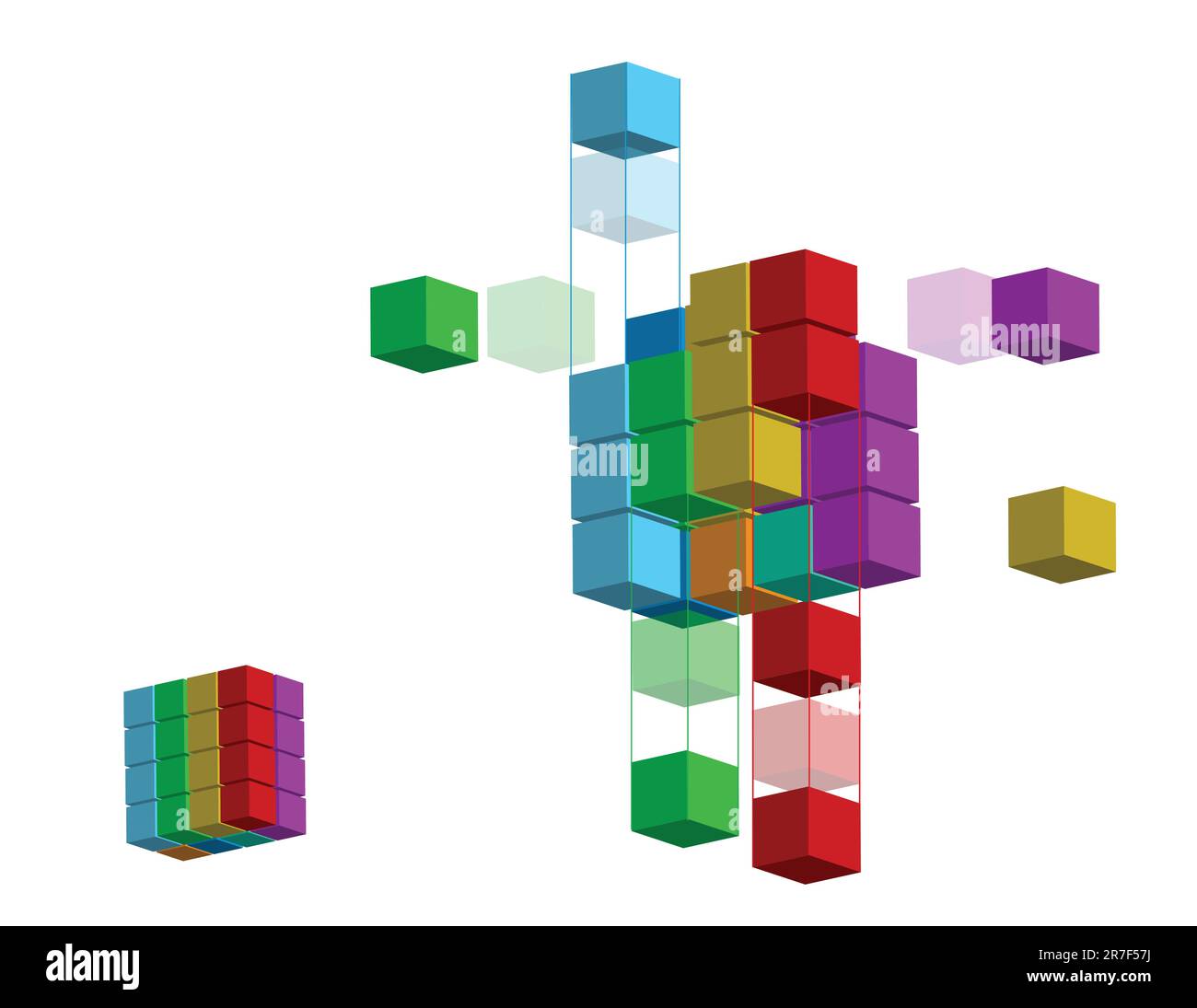 3D illustration shape with different colors, over a white background ...