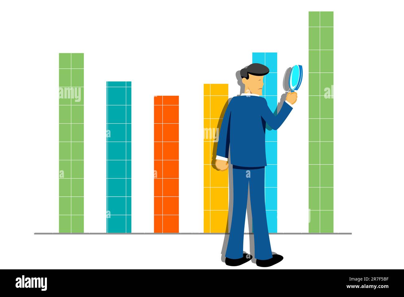 illustration of growth graph with businessman on white background Stock ...