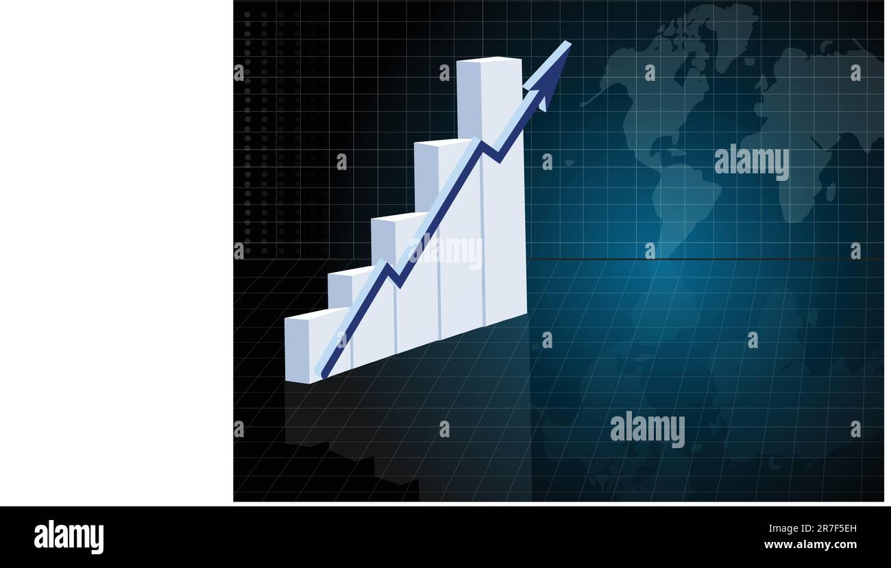 White Business Graph in dark background with map. Vector file available ...