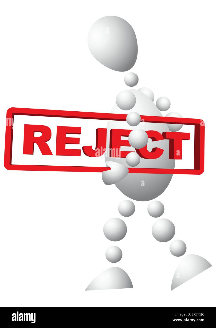 Man carries a red label with text - Reject. Abstract 3d-human series ...