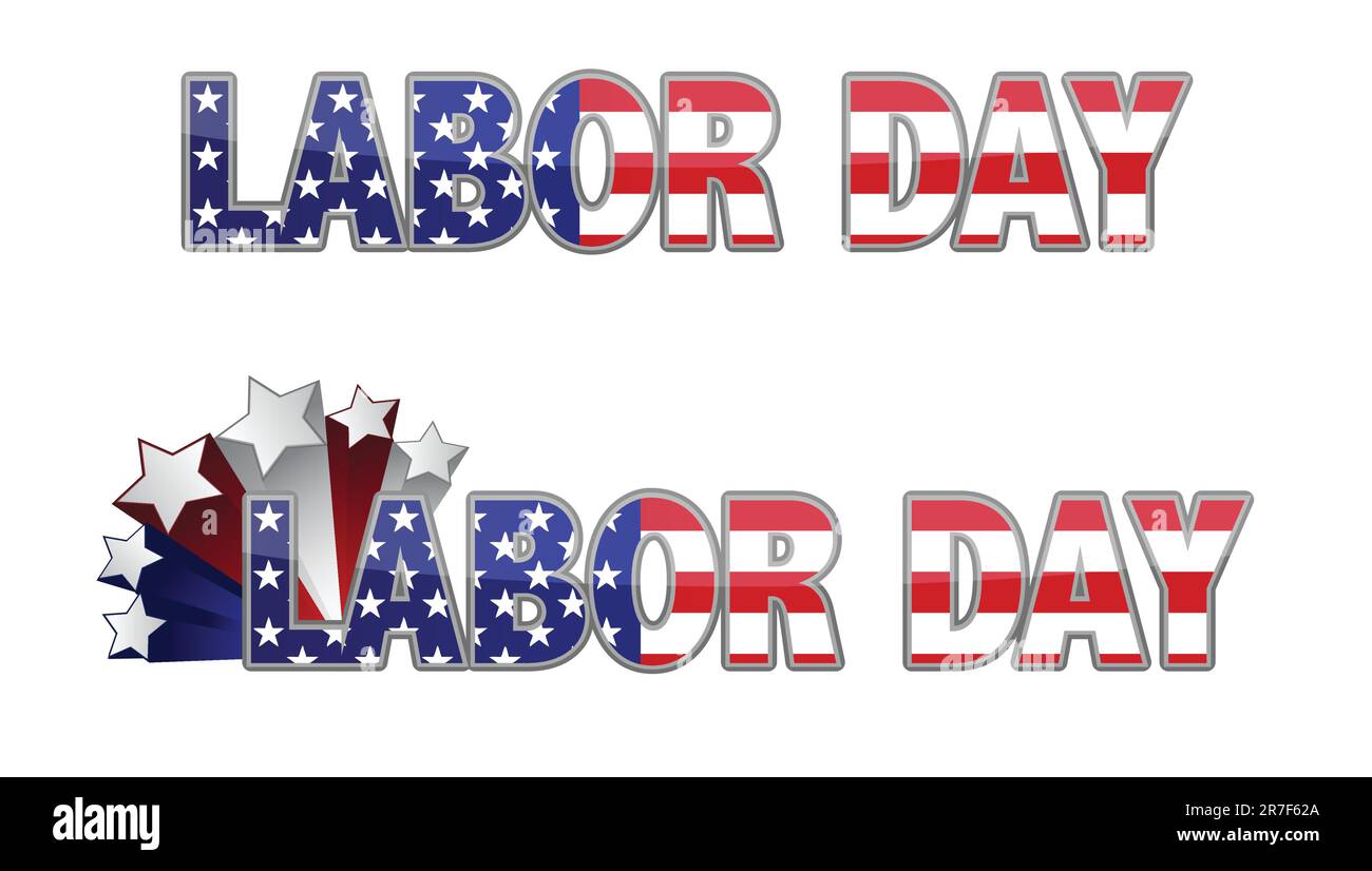 Illustrated labor day us flag text isolated over white. / Labor Day ...