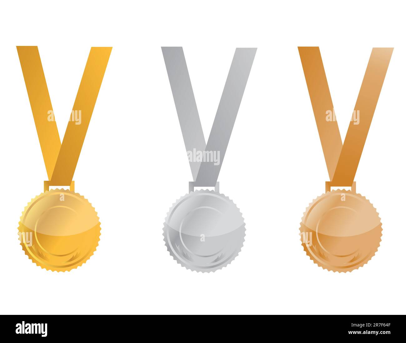 Three Medals of Achievement, gold, silver and bronze. inside area of ...