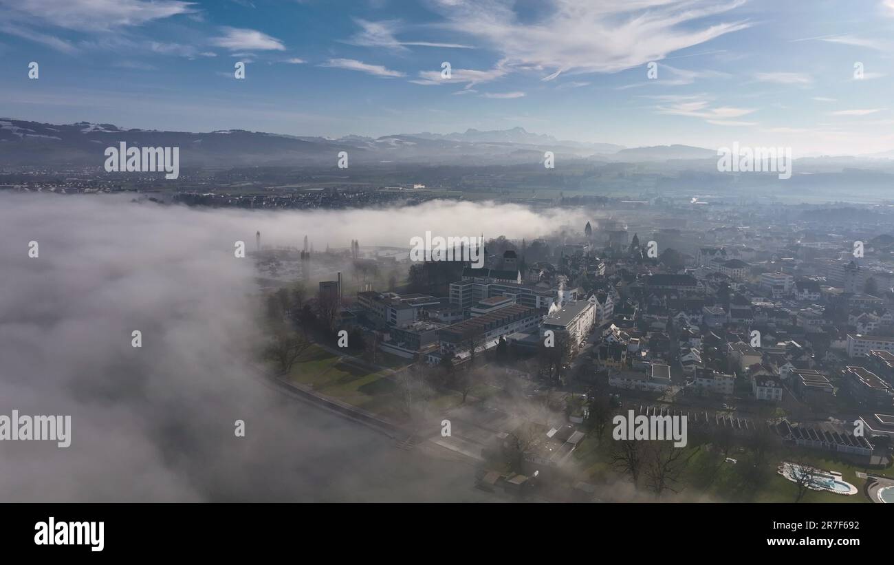 Aerial view of Arbon, a town along Lake Constance, Switzerland view at ...