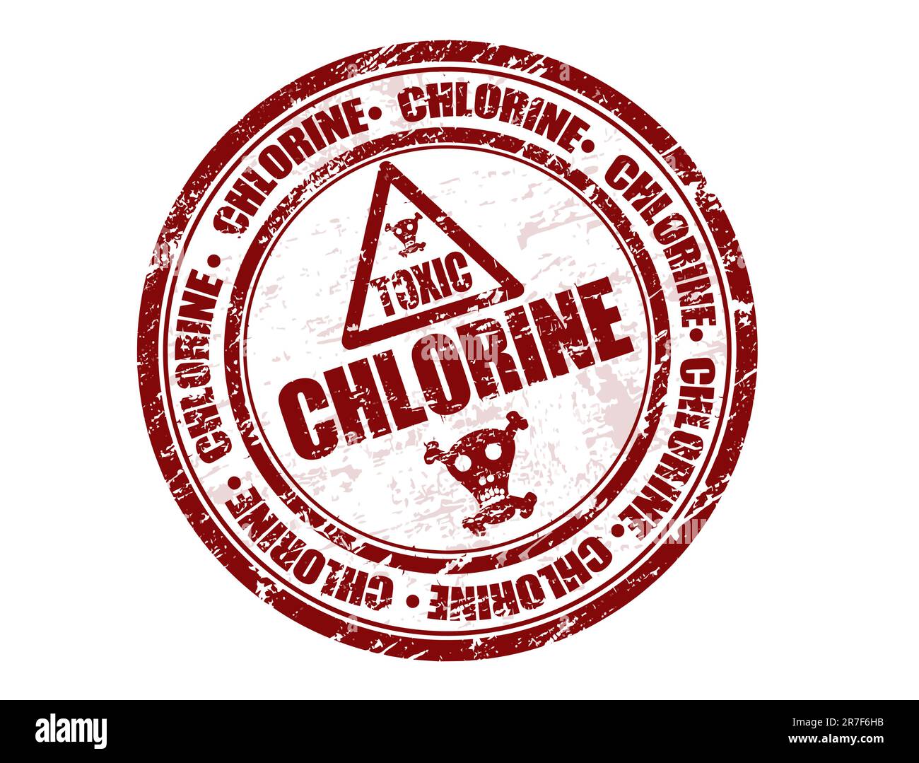 Chlorine grunge rubber stamp with skull and crossbones and the word ...