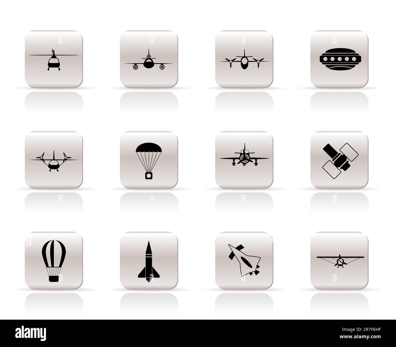 different types of Aircraft Illustrations and icons - Vector icon set 2 ...