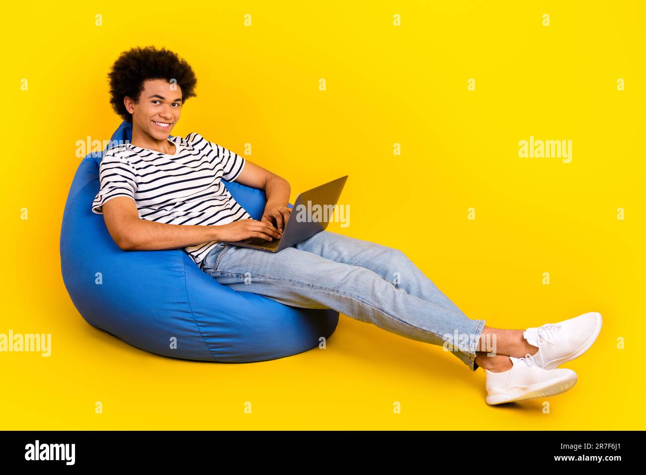 Full length photo of young coder beginner program developer hold ...