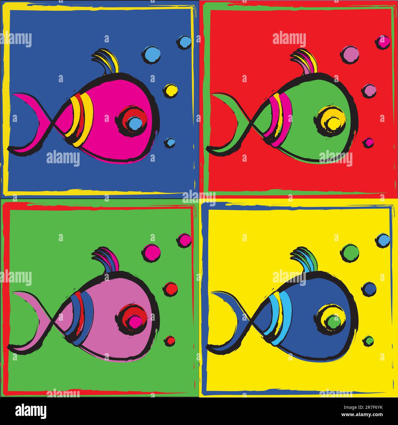 Pop Art Illustration of Fish in bright colors Stock Vector Image & Art ...