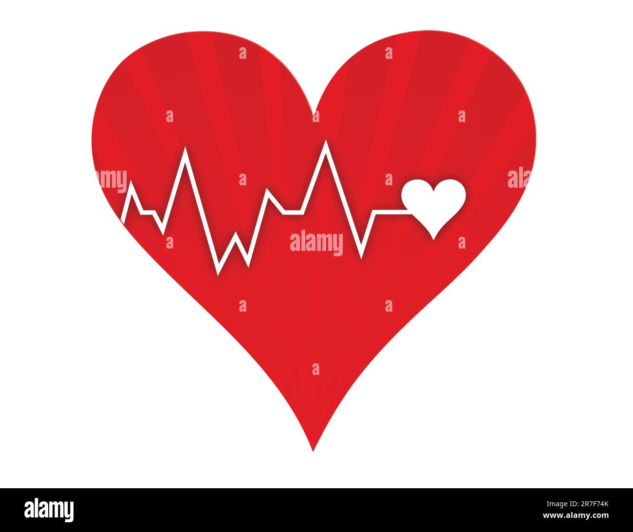 Illustration depicting a graph from a heart beat and a heart isolated ...