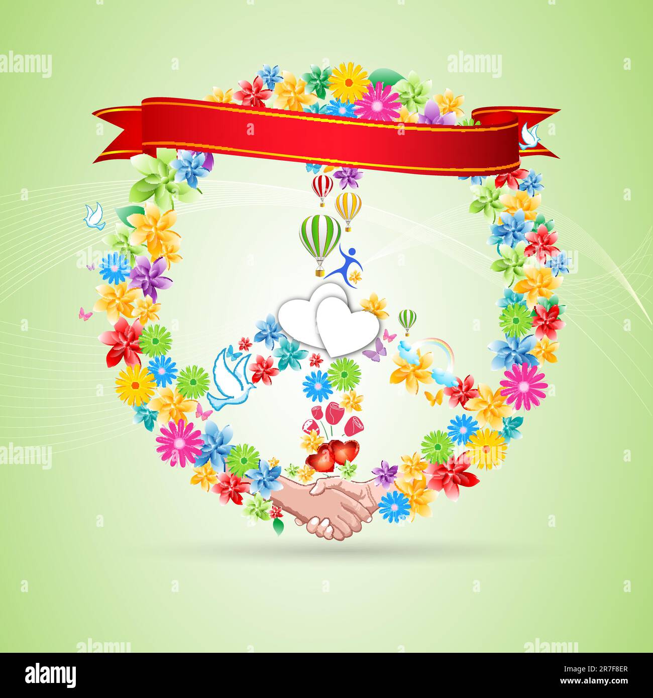 illustration of floral peace card on white background Stock Vector ...