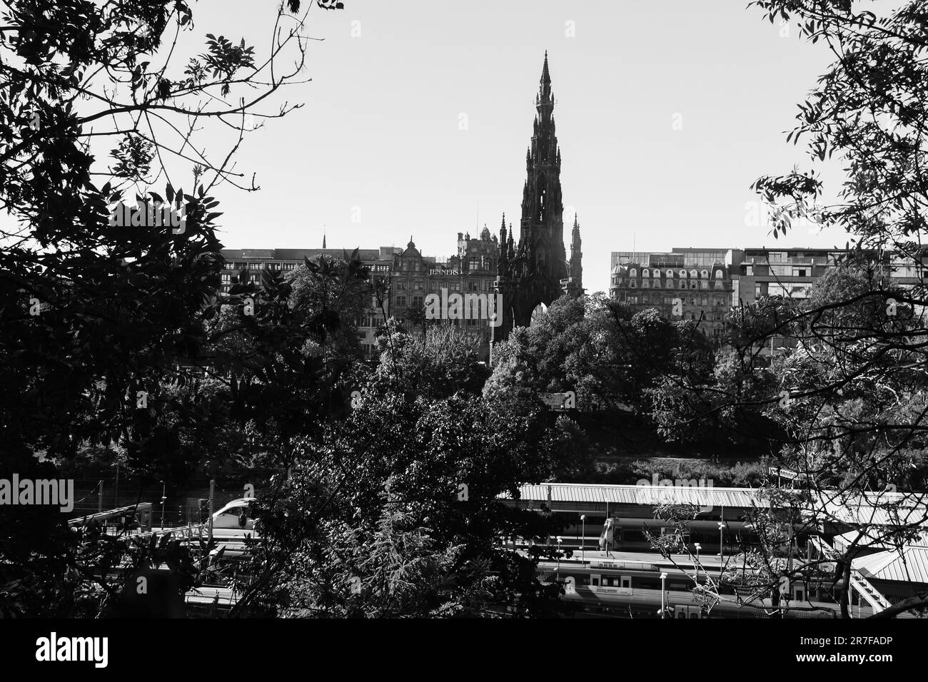 Edinburgh princes street station Black and White Stock Photos & Images ...