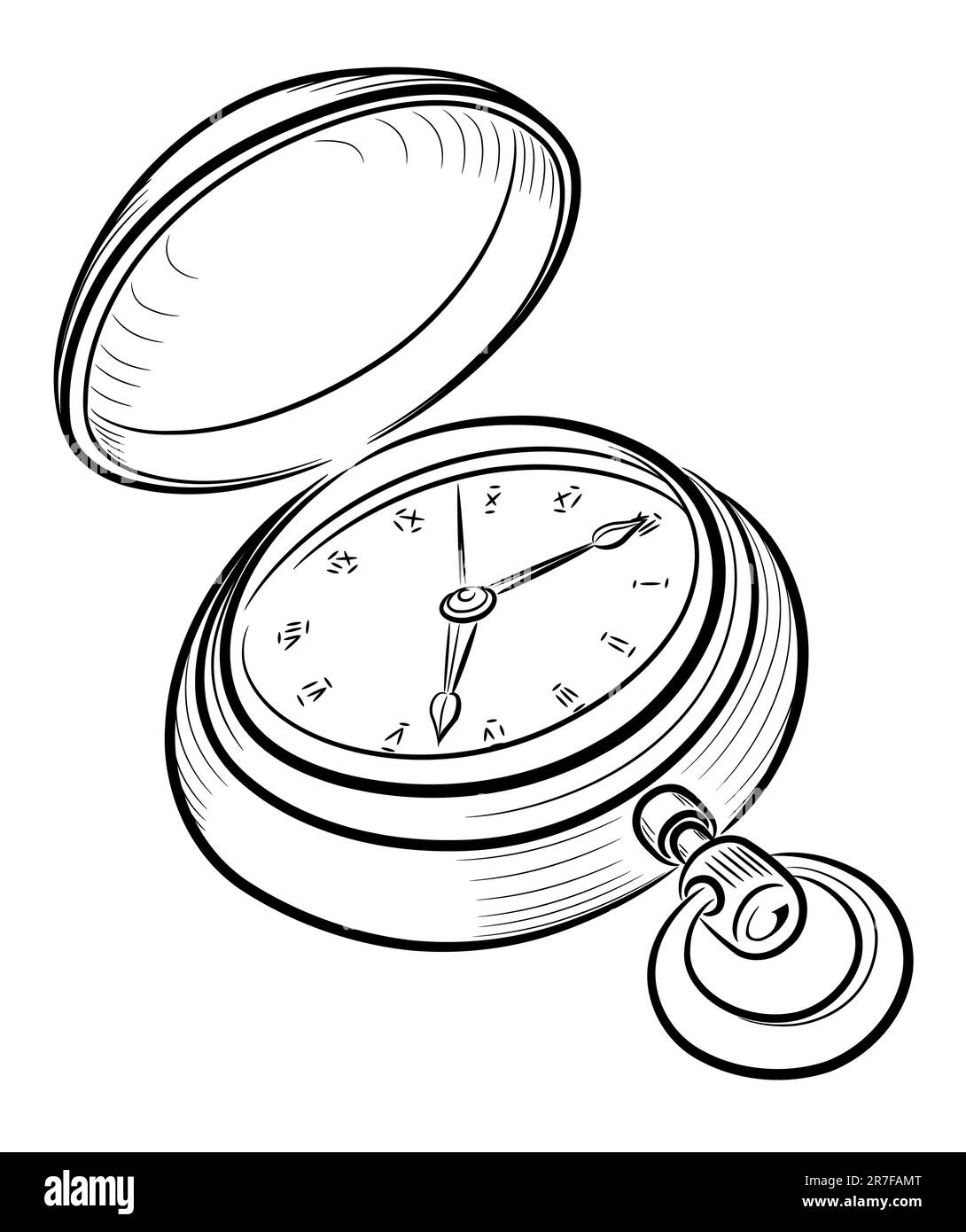 old open retro clock vector illustration, isolated on white background ...