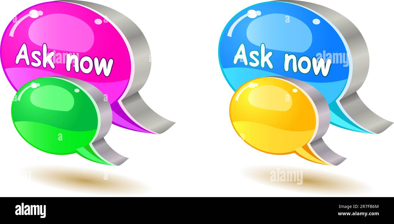 colorful ask bubble chat icon set isolated on white background Stock ...