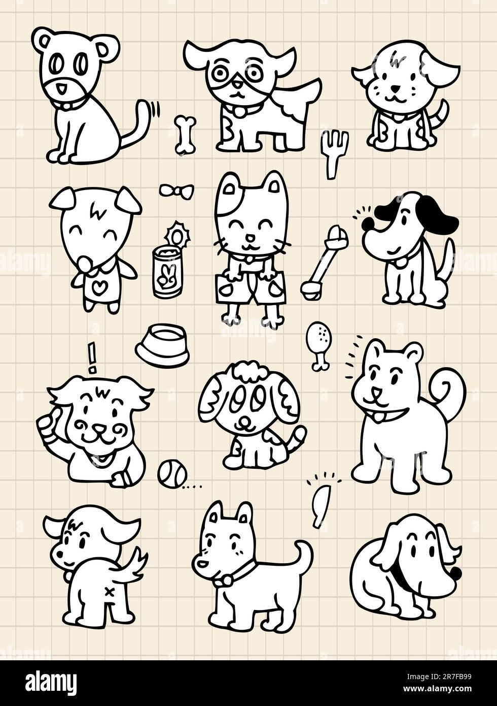 hand draw cute dog element Stock Vector Image & Art - Alamy