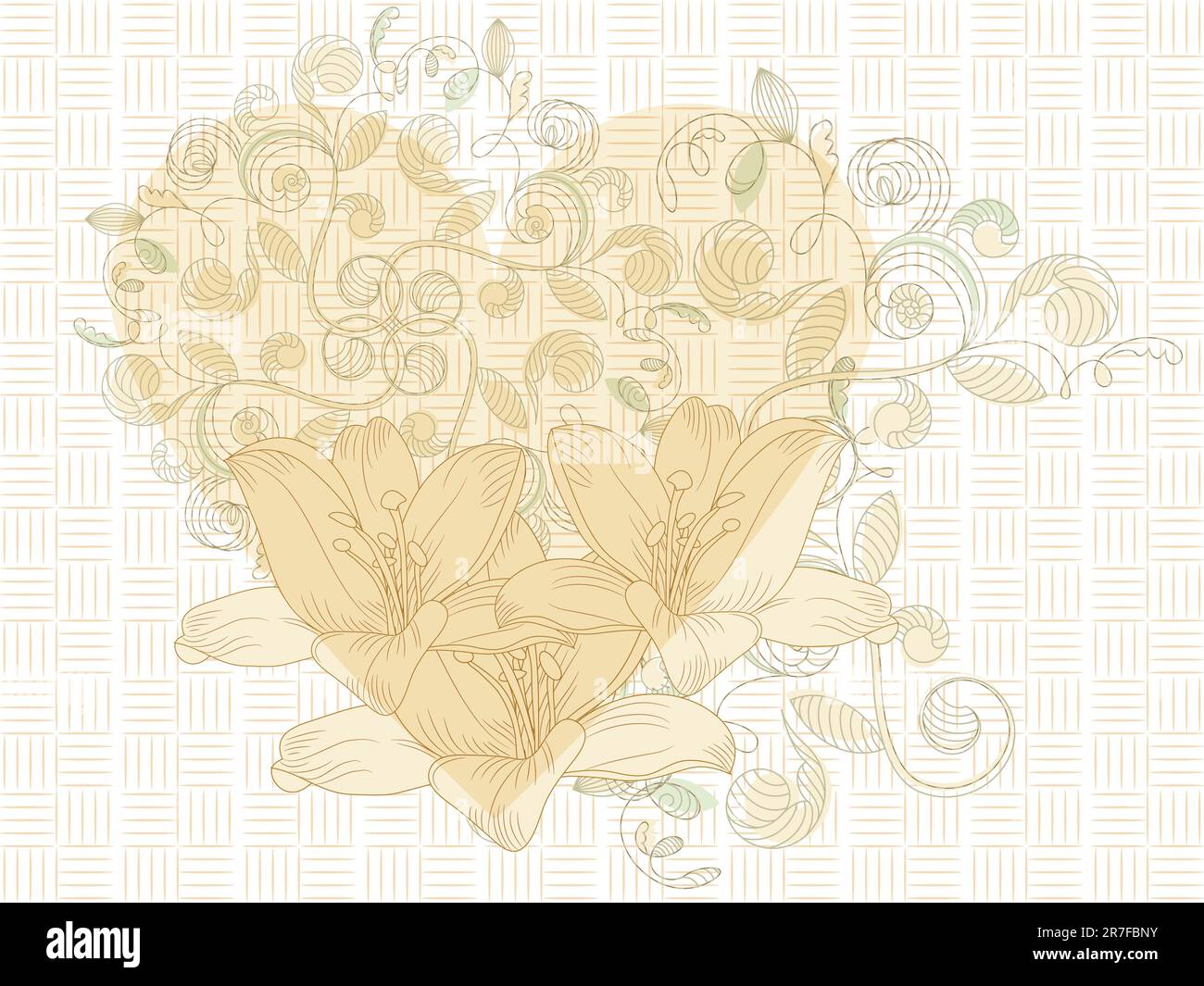 vector heart and seamless floral background. clipping mask Stock Vector ...