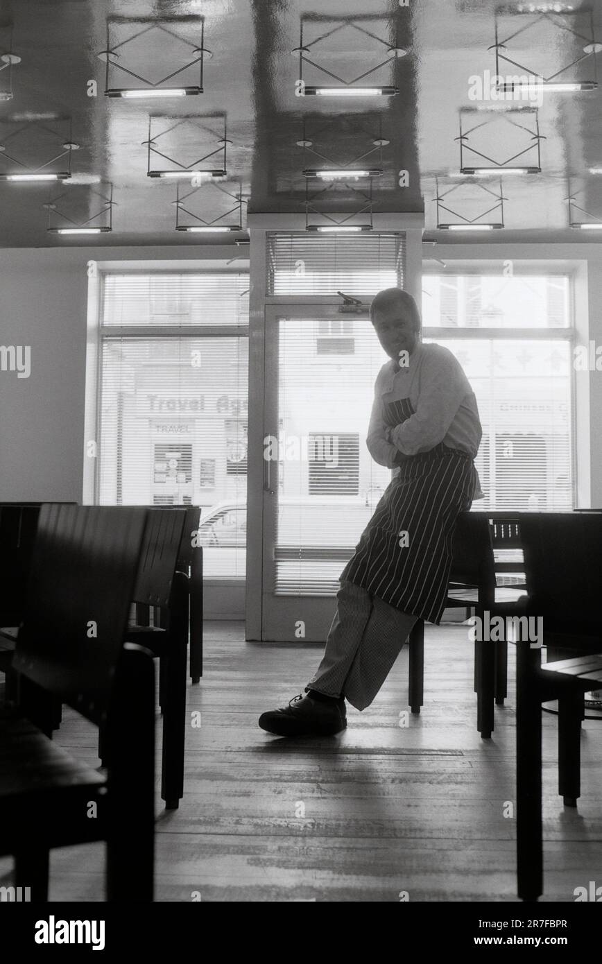 Alastair Little, chef, inside his restaurant in Frith Street, Soho ...