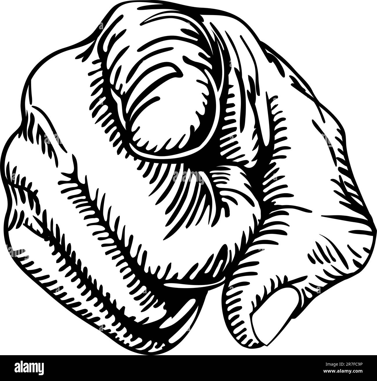 a black and white illustration of a human hand with the finger pointing ...