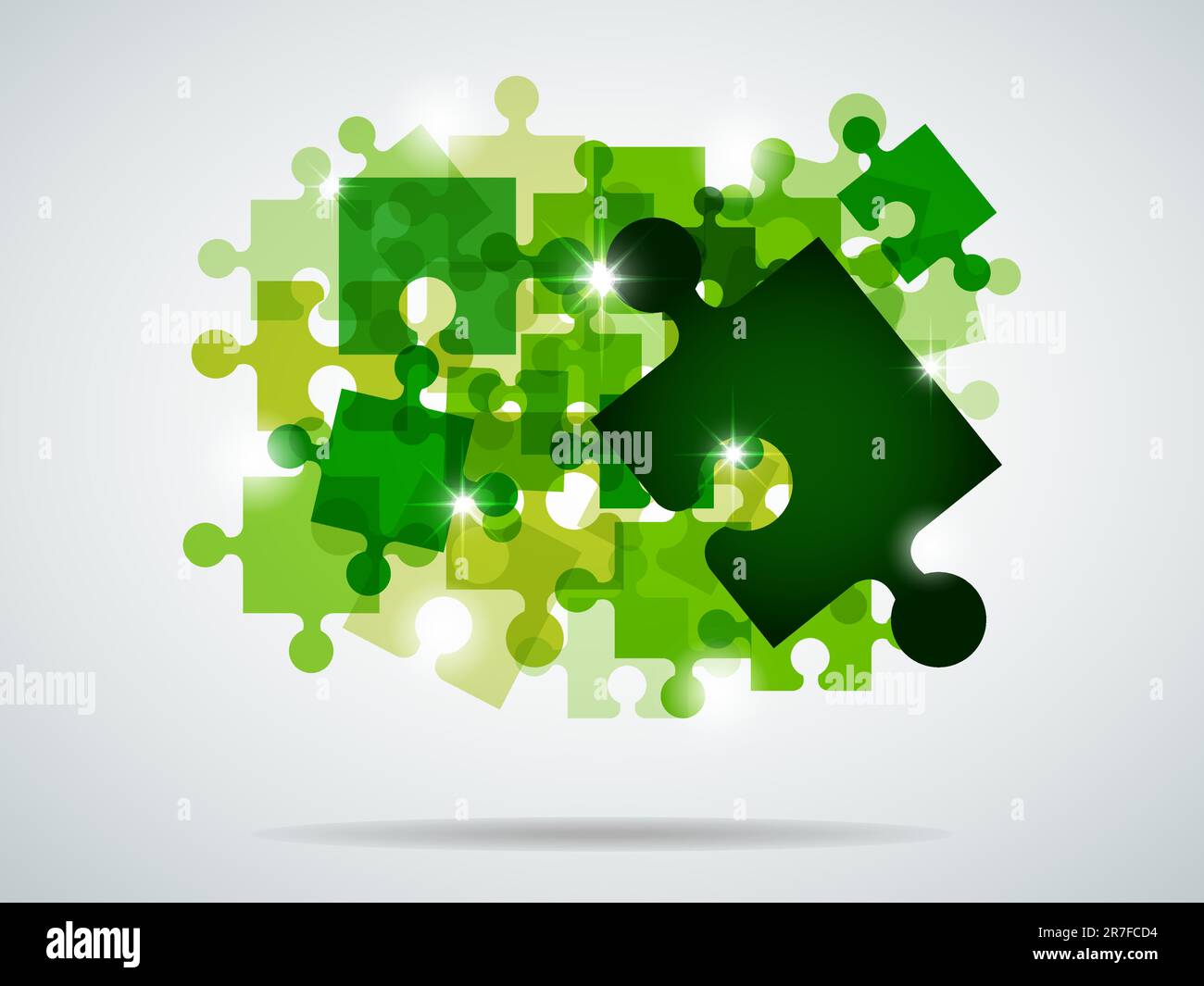 Vector picture with green puzzle and bright light Stock Vector Image ...