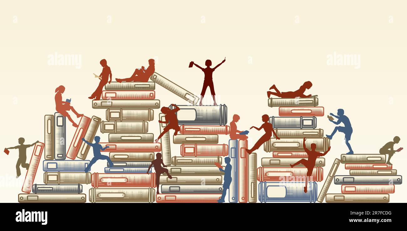 Piles books book Stock Vector Images - Alamy