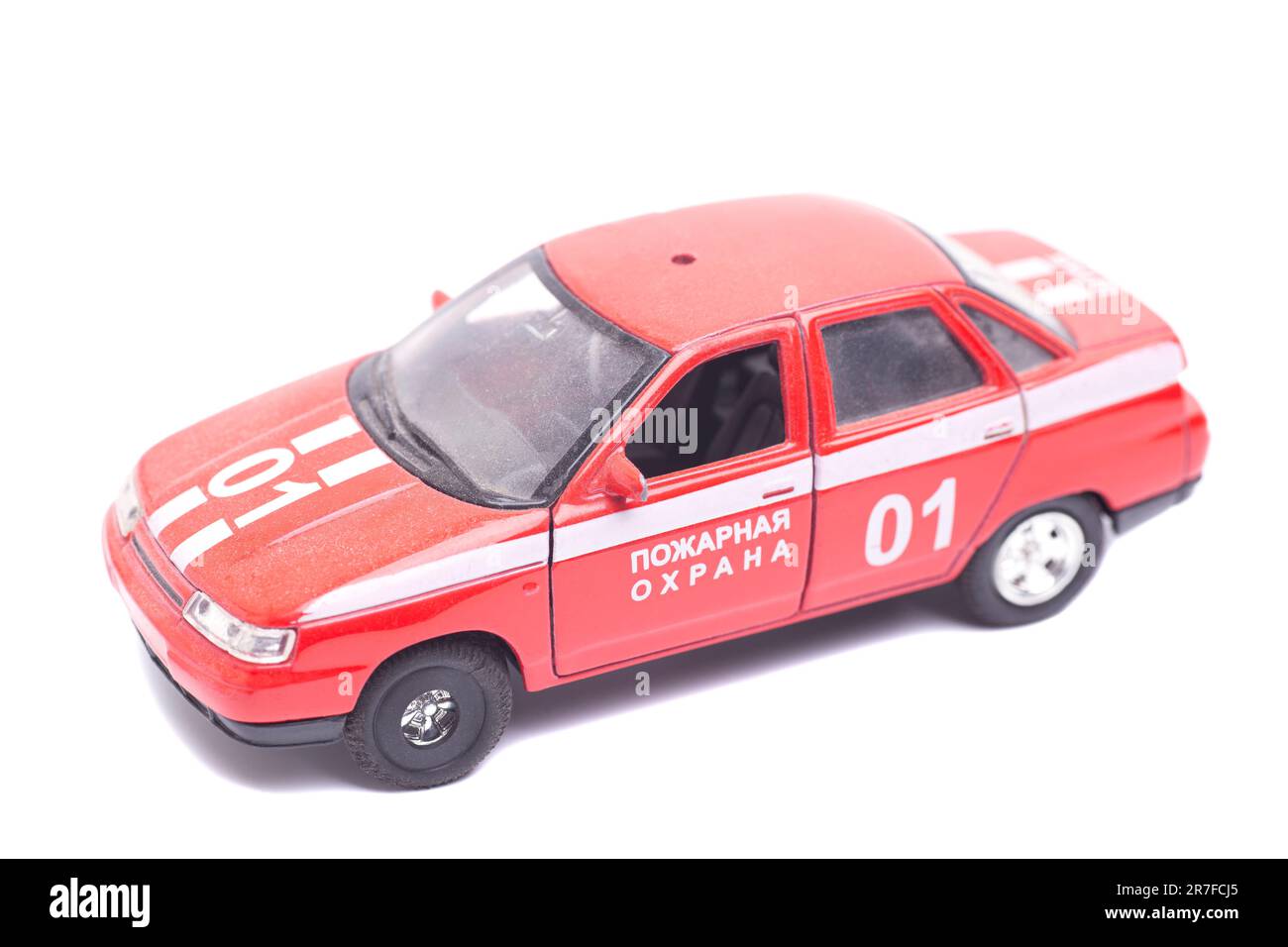 Fire car toy isolated on white background English translation: fire ...