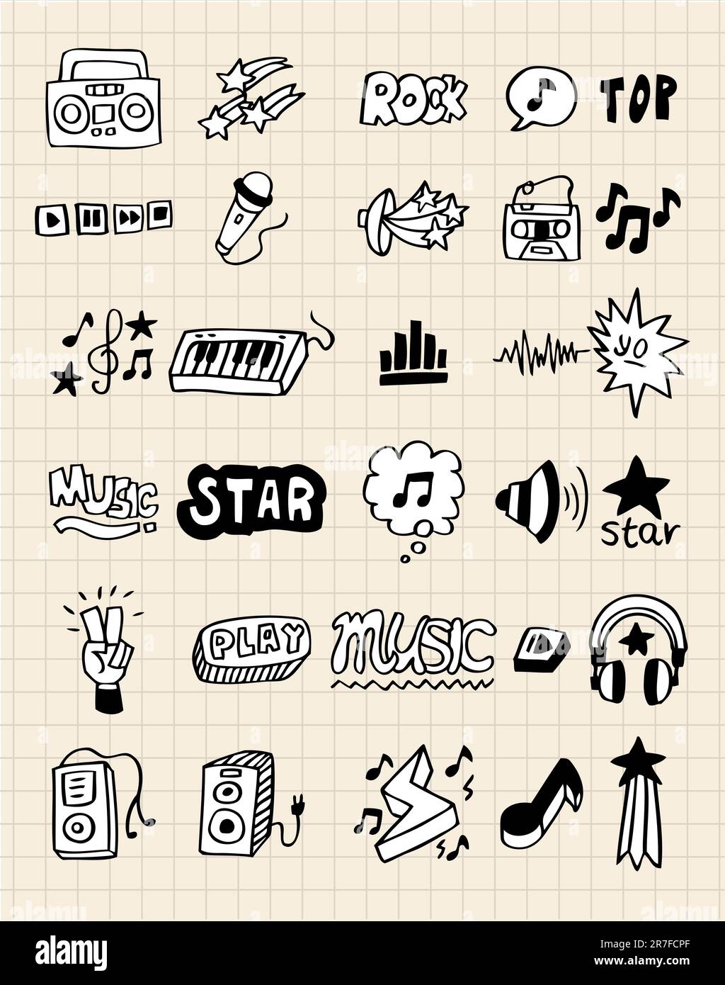 hand draw music element Stock Vector Image & Art - Alamy