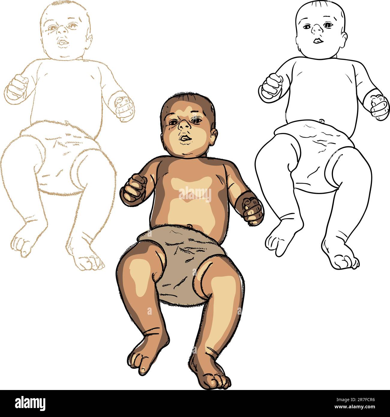 vector realistic baby differently drawn smiling Stock Vector Image ...