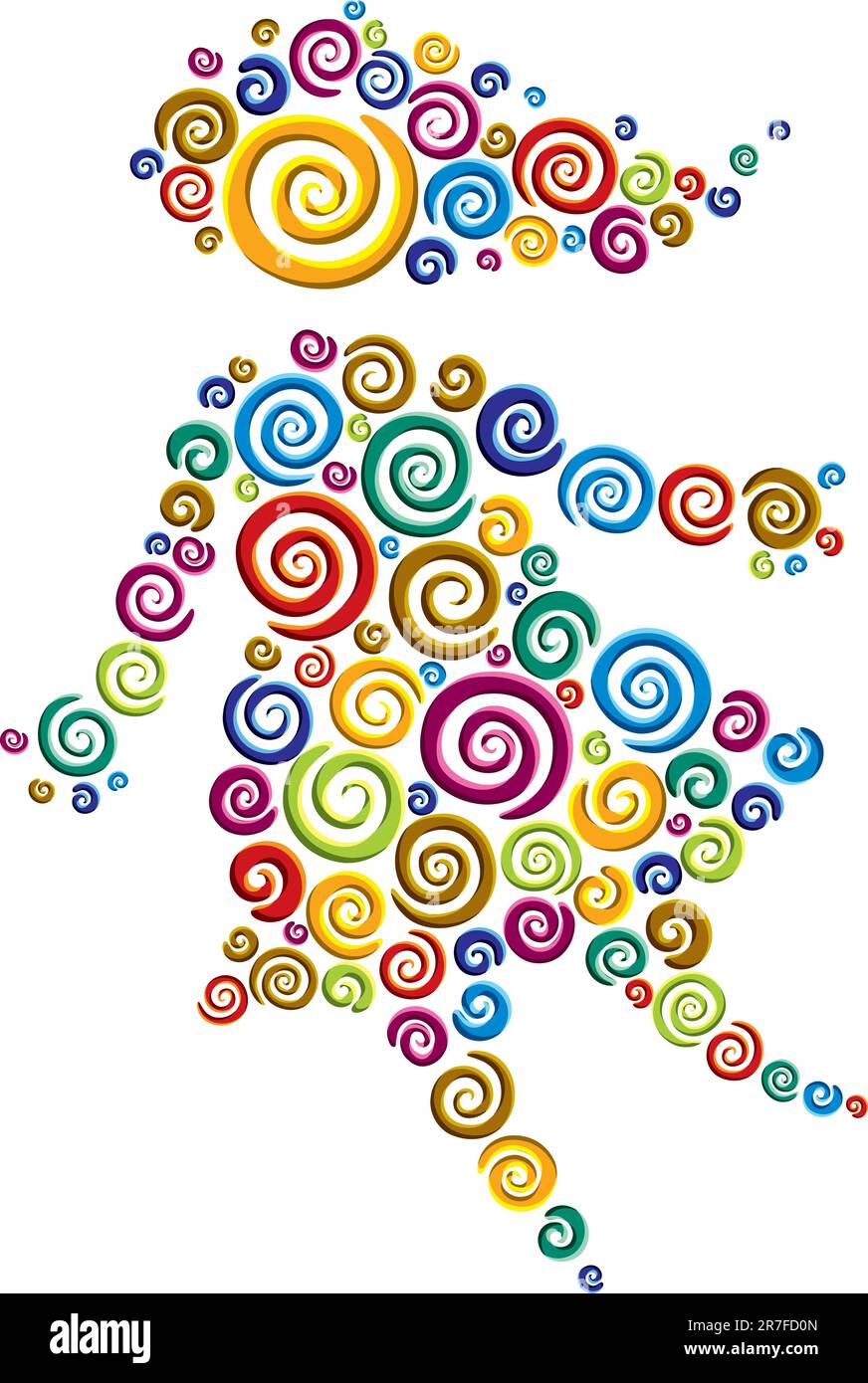 Girl silhouette created of curly abstract shapes Stock Vector Image ...