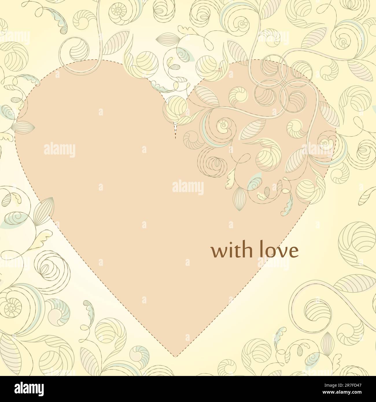 vector card with heart and floral ornament. clipping mask Stock Vector ...