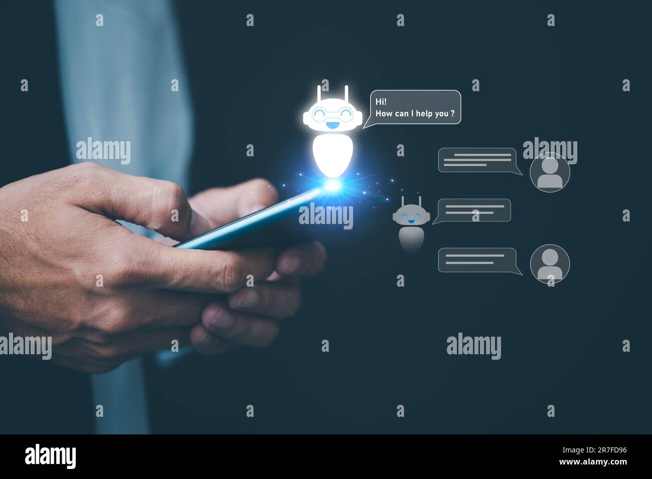 AI Chatbot intelligent digital business service application concept, computer mobile application ...